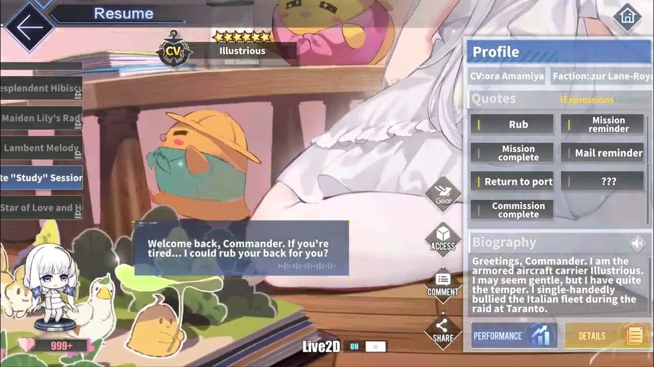 Azur Lane: New HMS Illustrious L2D Skin Talk & Move (Our Private "Study" Session) - YouTube