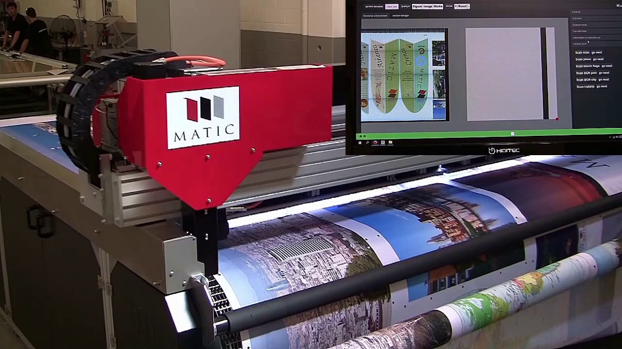 Laser cutting machine for printed fabrics / Helios Plus - YouTube