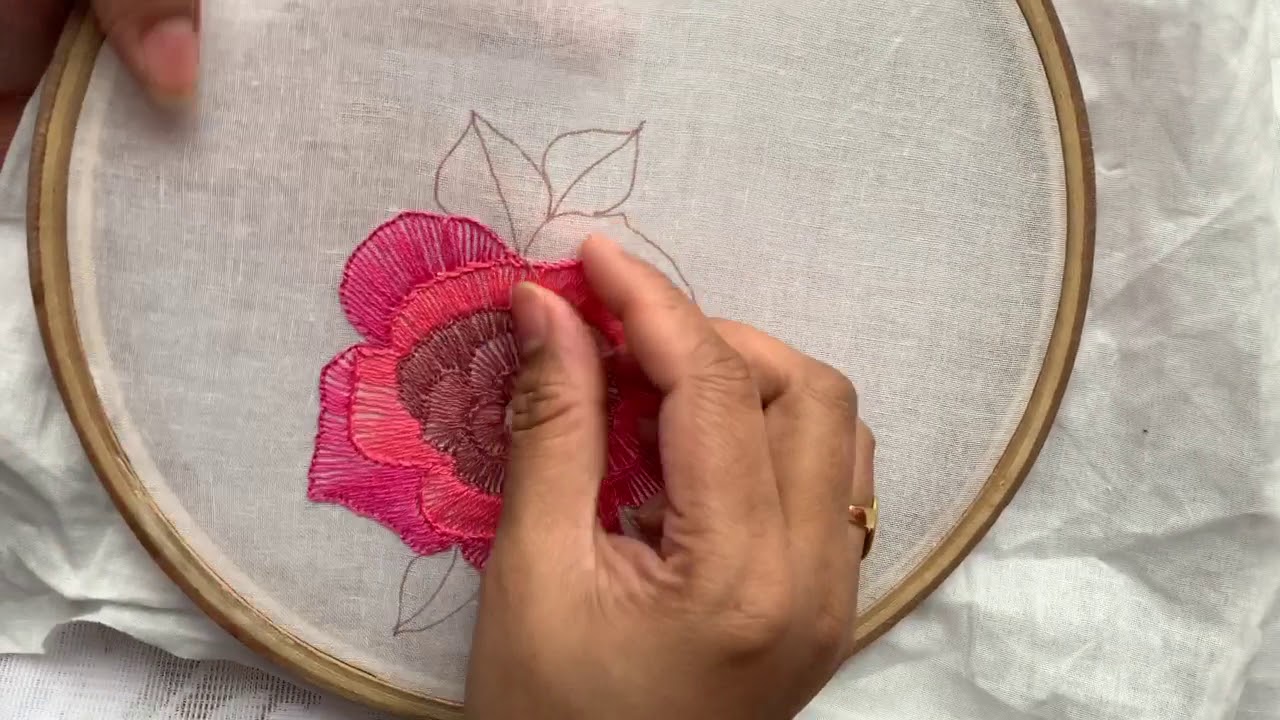 Hand Embroidery fancy flower design. Rose flower embroidery. - YouTube