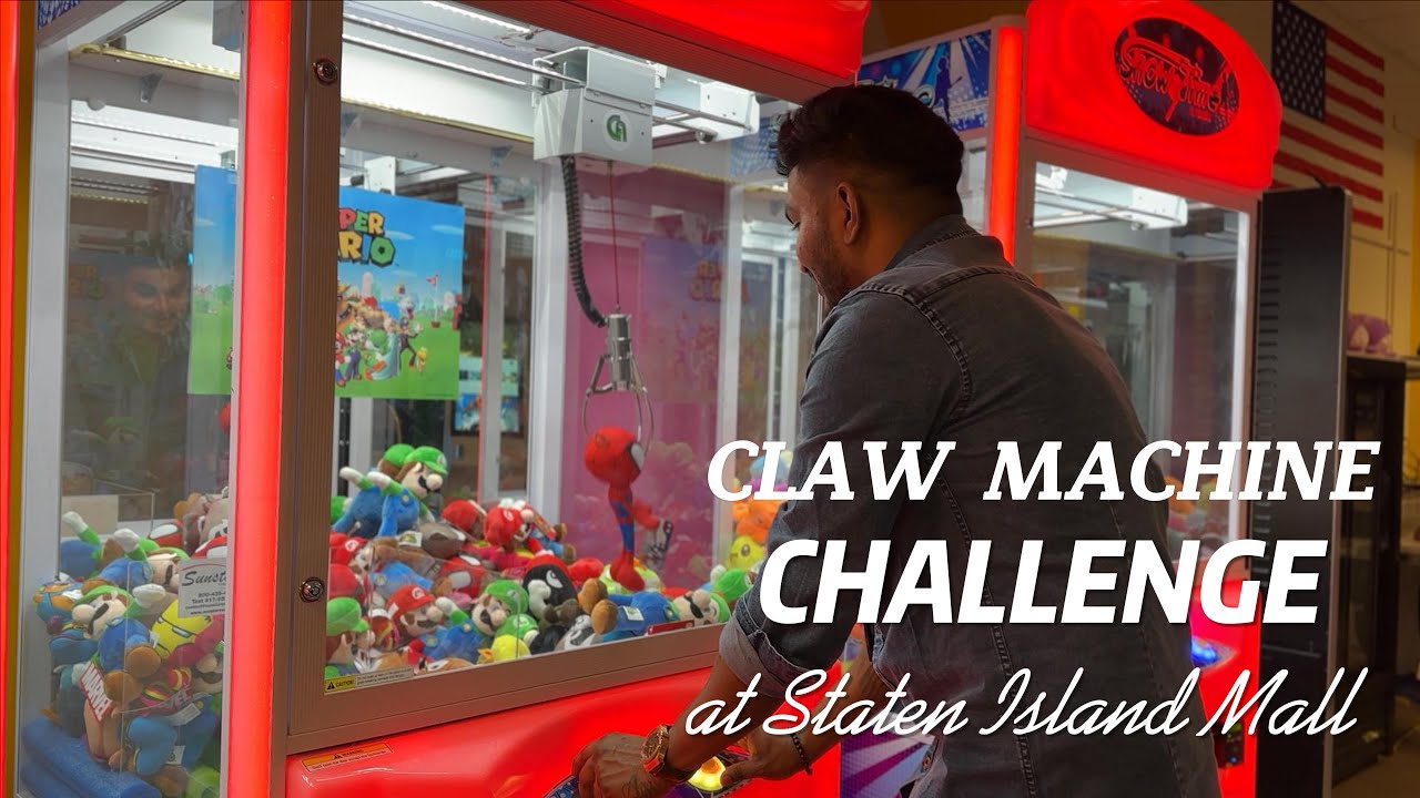 CLAW MACHINE CHALLENGE!!! at Staten Island Mall, New York - YouTube