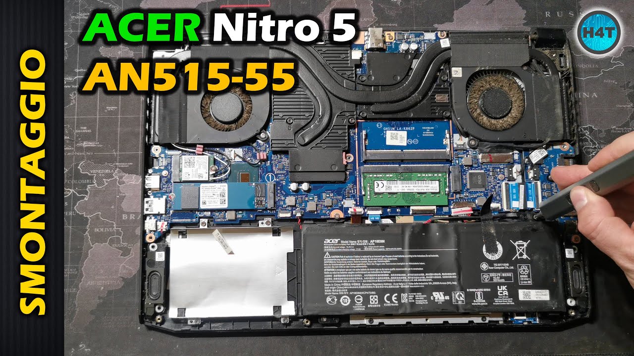 Laptop ACER Nitro 5 AN515-55 Smontaggio completo, disassembly - YouTube