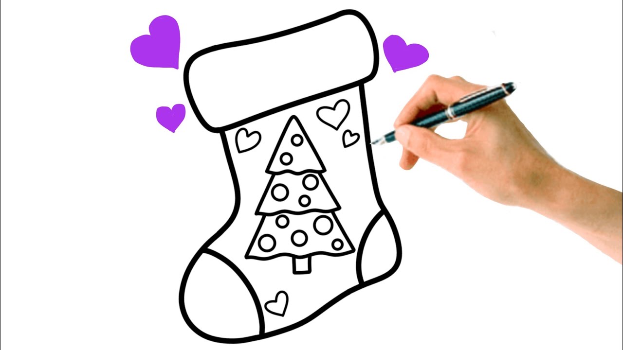How To Draw Christmas Sock 🎄 🎅🏼 VERY EASY Tutorial For Kids - YouTube