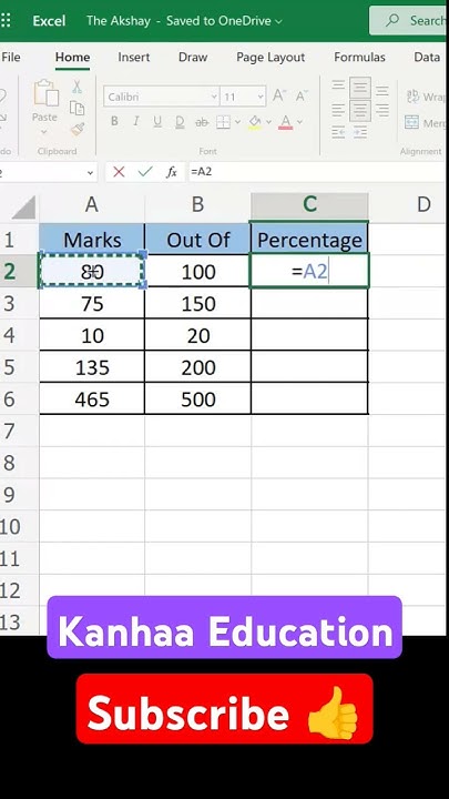 Percentage Formula In Excel Shorts Shorts Tricks Excelshorts Excel Short Tricks Subscribe