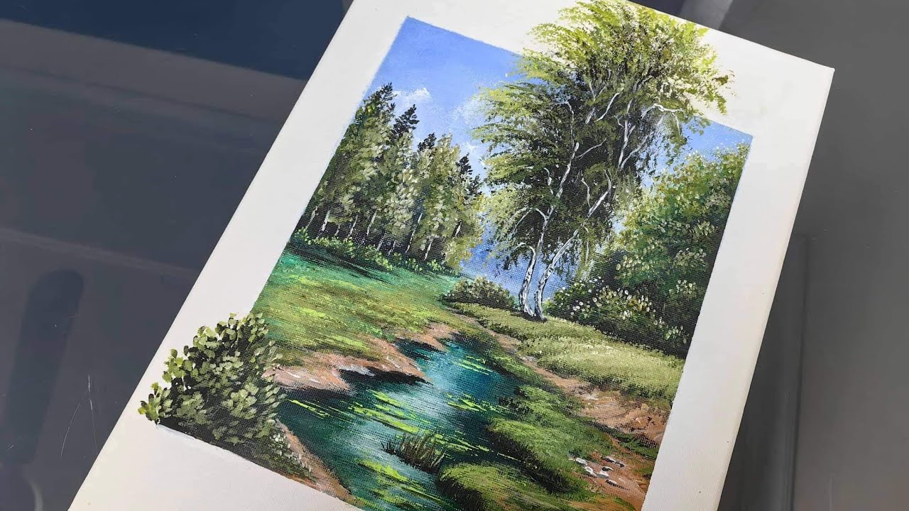 Calm Nature || Landscape Acrylic Painting ||Step-by-Step Tutorial For ...