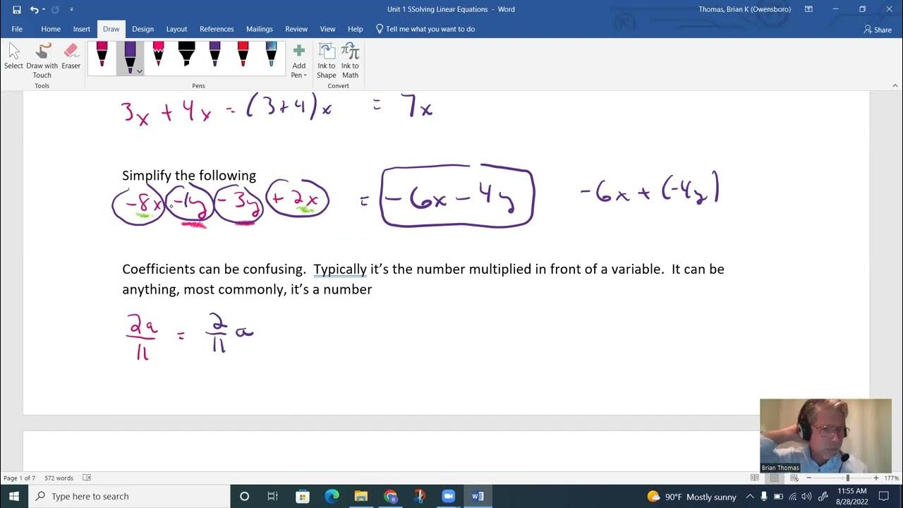 Unit 1 5solving Linear Equations 71 72 73 Youtube