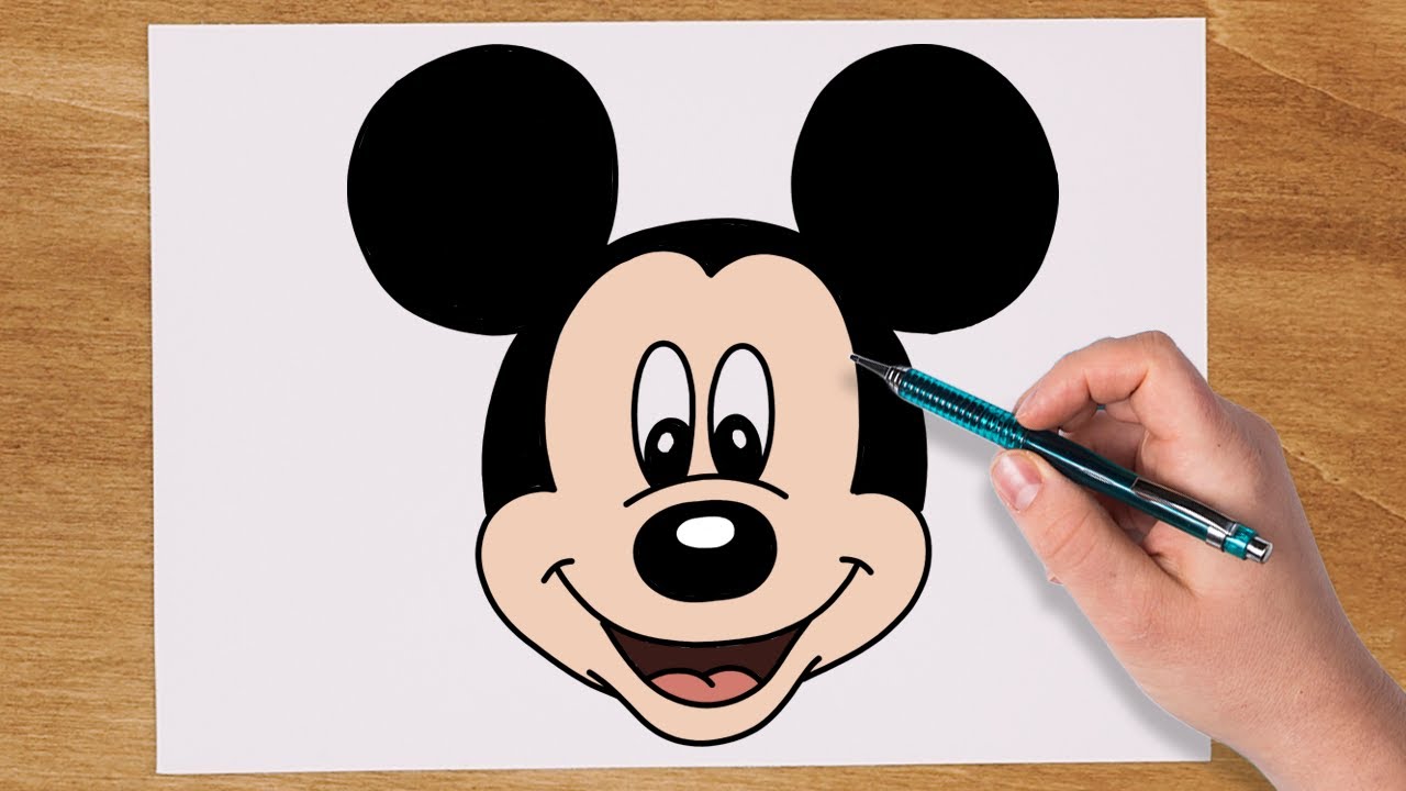 How to draw Mickey Mouse Face - YouTube