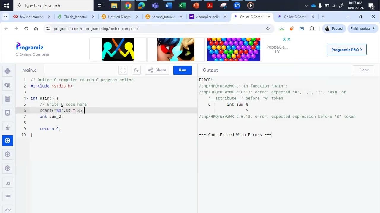 Cprogramming Lesson 2 Youtube