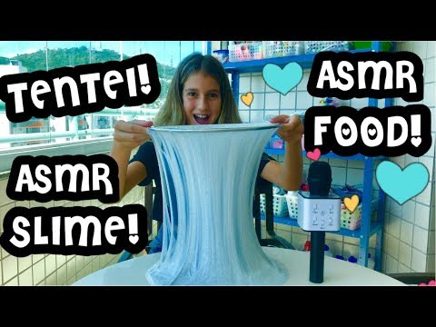 ASMR SLIMES E ASMR COMIDAS ! PRESSIONEI SLIMES E COMI SALGADINHOS ! SLIME FOOD ASMR ! I TRIED ASMR !
