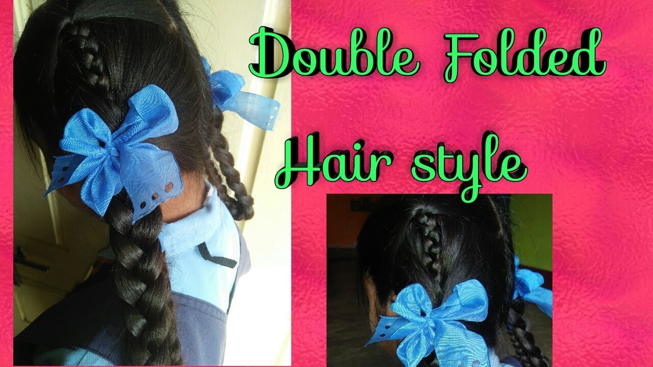 Double folded hairstyle/Two plaits hairstyle/twin braid hairstyle/with ...