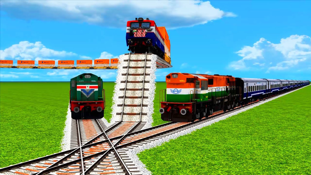 3 Trains Crisscrossed X🚦Unfinished Railroad Track🚂Train Simulator 2022 ...