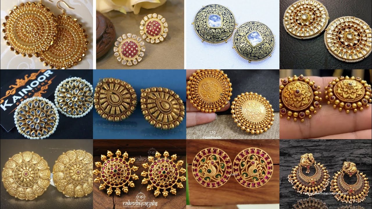 22K gold studs designs for party wear | stylish latest tops/earrings ...