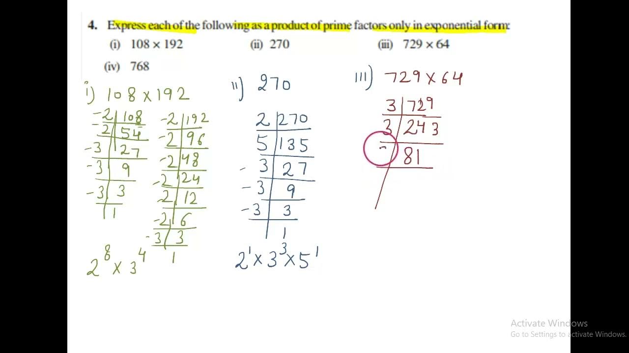 Express each of the following as a product of prime factors only in ...