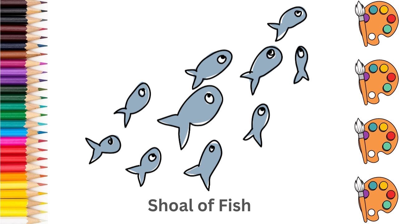 Shoal of Fish - Sketch Art and Paint | Step by step tutorial | Pencil ...