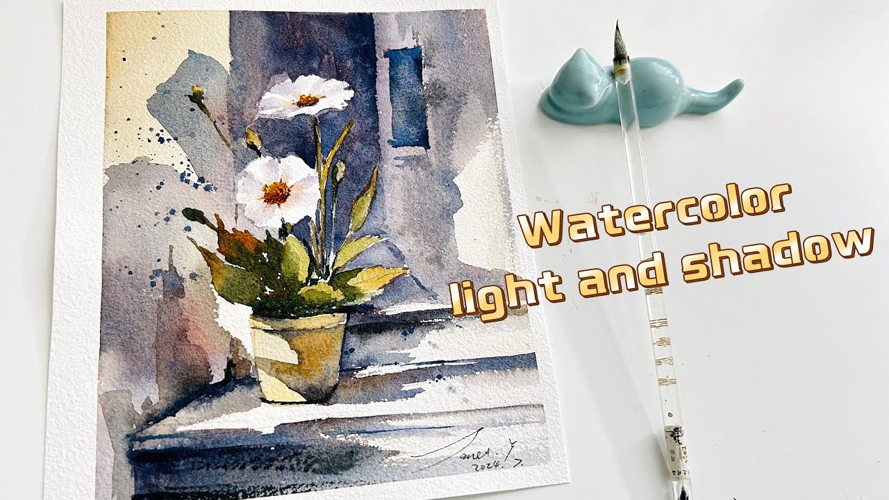 Watercolor light and shadow painting, watercolor flowers - YouTube