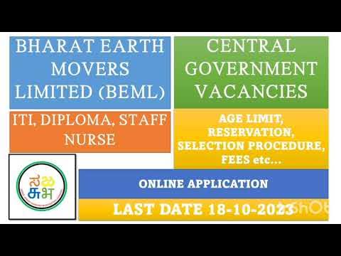 BHARAT EARTH MOVERS LIMITED (BEML) || RECRUITMENT 2023 || PERMANENT JOBS - YouTube