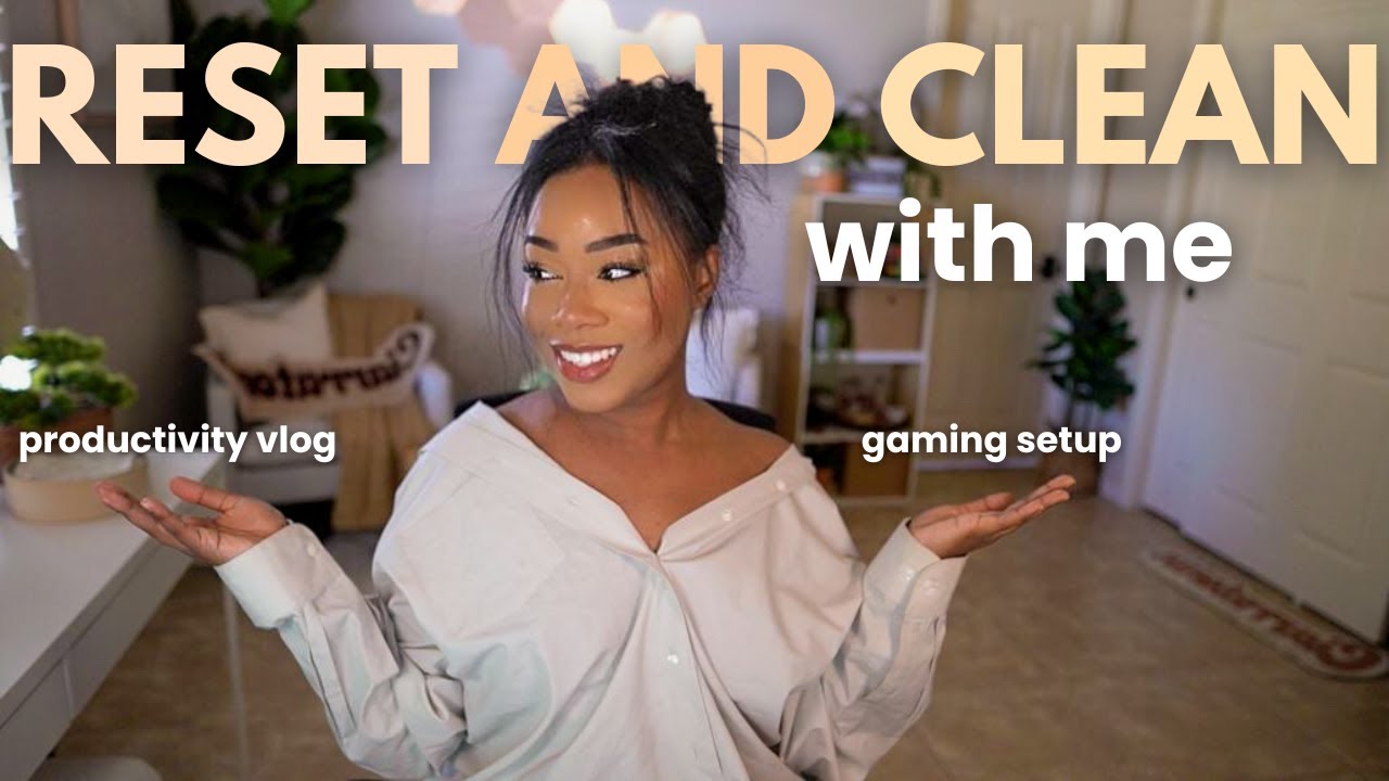 MOTIVATING CLEAN WITH ME | cozy quick office reset ft. my gaming setup - YouTube