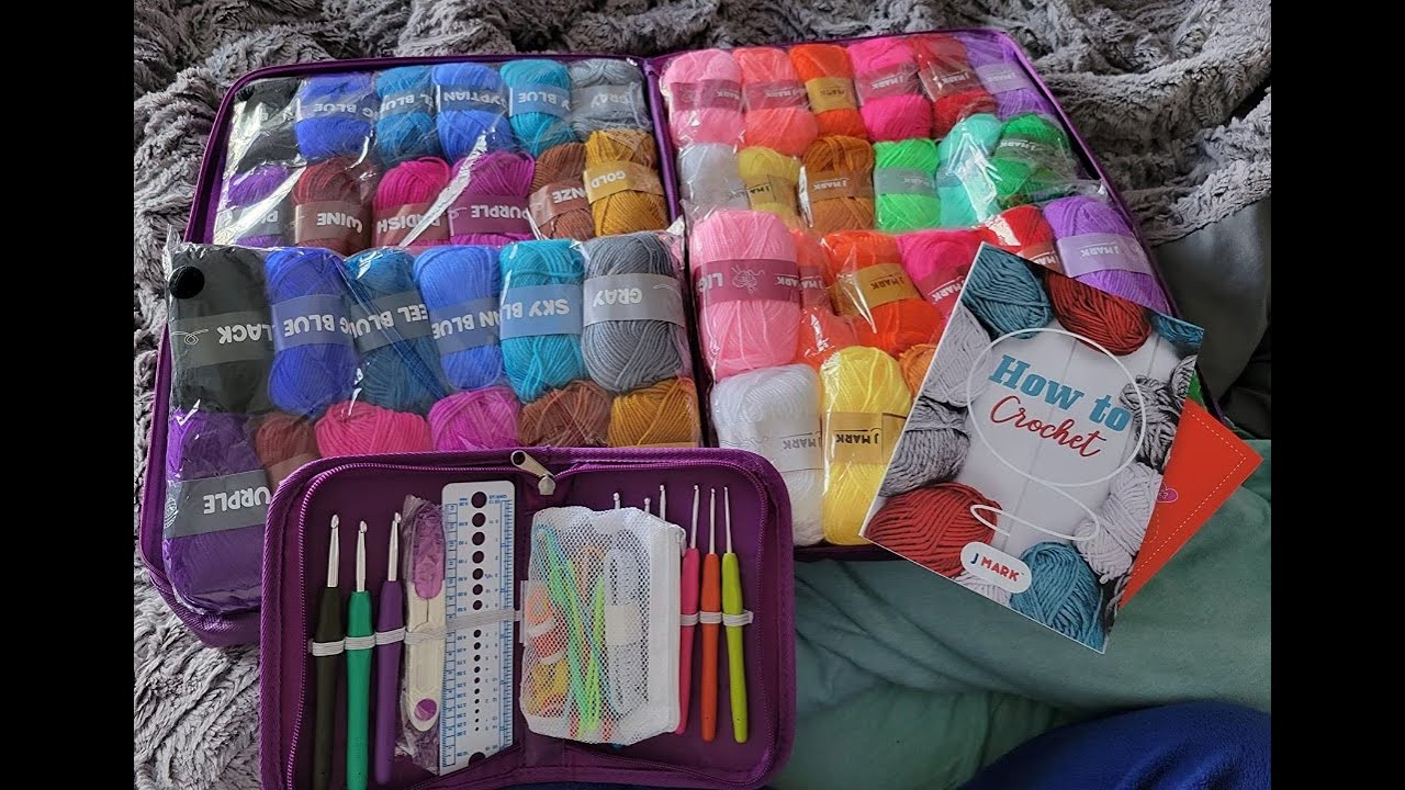 J MARK Premium Crochet Kit with Yarn Set 2,640 Yards of Acrylic Crochet ...