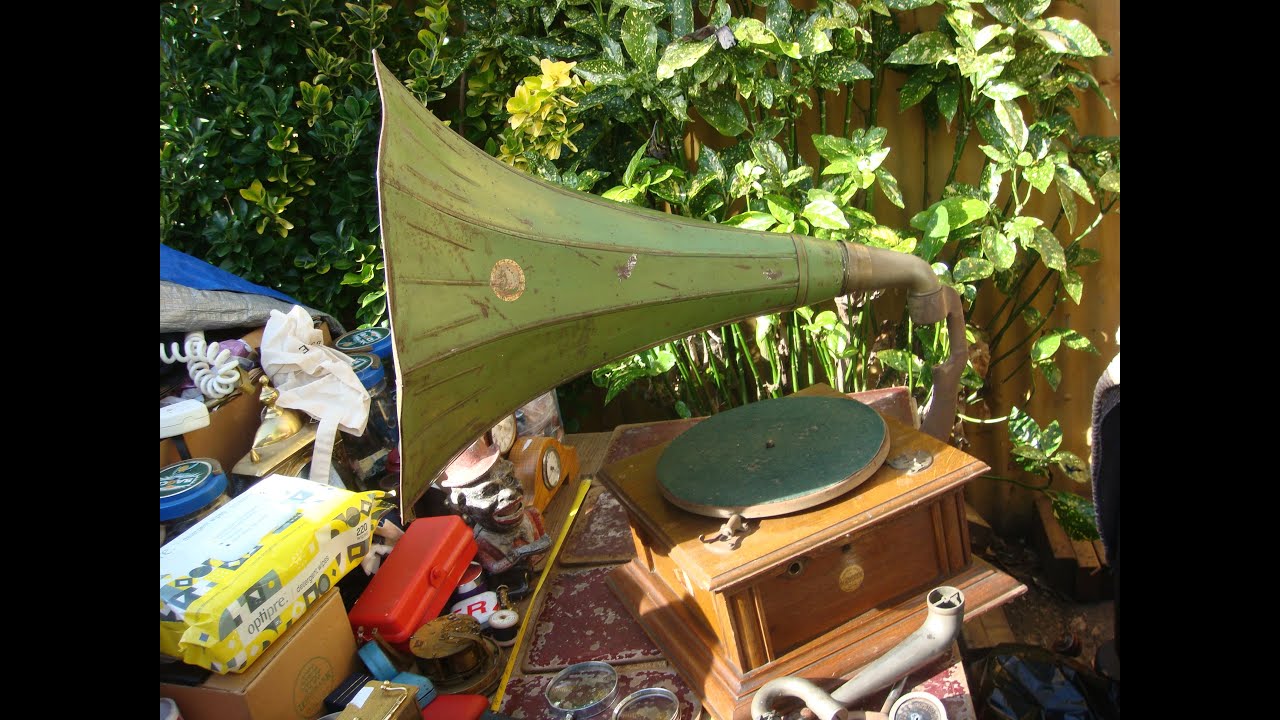VINTAGE HMV MONARCH GRAMOPHONE CASE HORN TONE ARM BRACKET OLD ANTIQUE ...