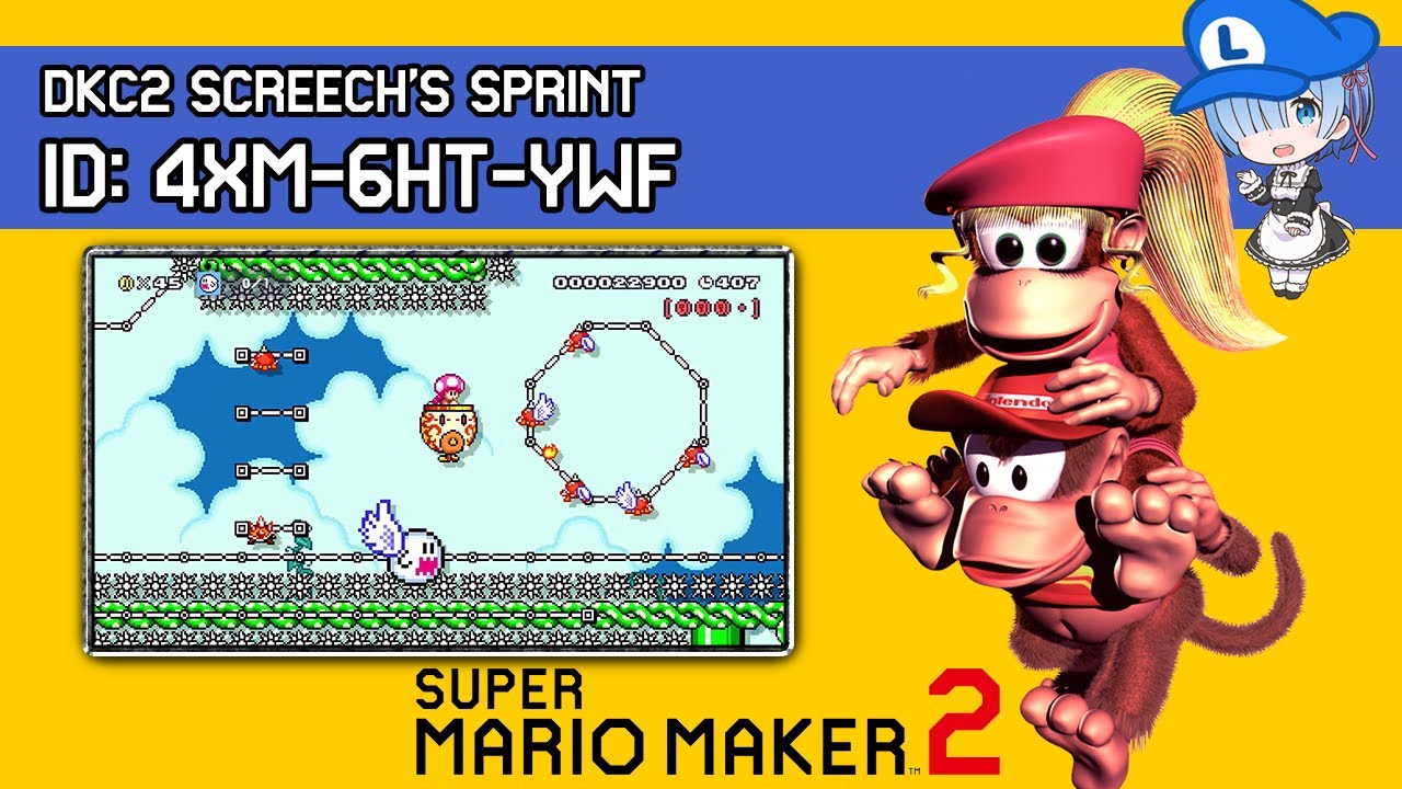 DKC2 Screech's Sprint - SMM2 UNCLEARED Levels - YouTube