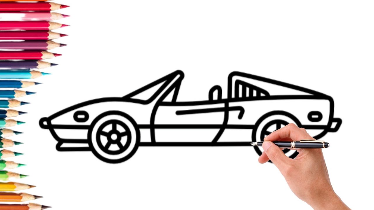 How to draw a convertible car || Easy step by steb ||open car drawing ...