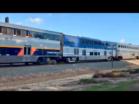 Seven Amtrak Pacific Surfliner & NCTD Coaster trains Carlsbad Village ...