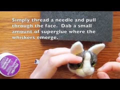 Needle Felted Cat Head Brooch - YouTube