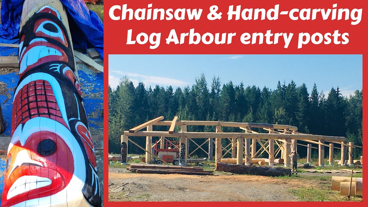 Chainsaw & Hand-Carved Log Arbour Entry Post - YouTube