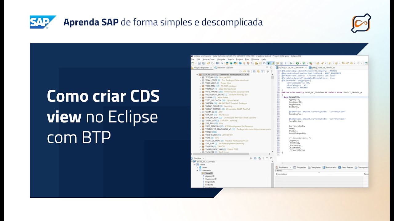 Como Criar uma CDS View no Eclipse com BTP - YouTube