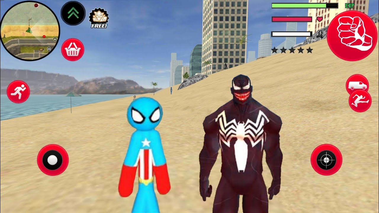 Superhéroe Hombre Palo Juego - US Captain America StickMan Rope Hero ...