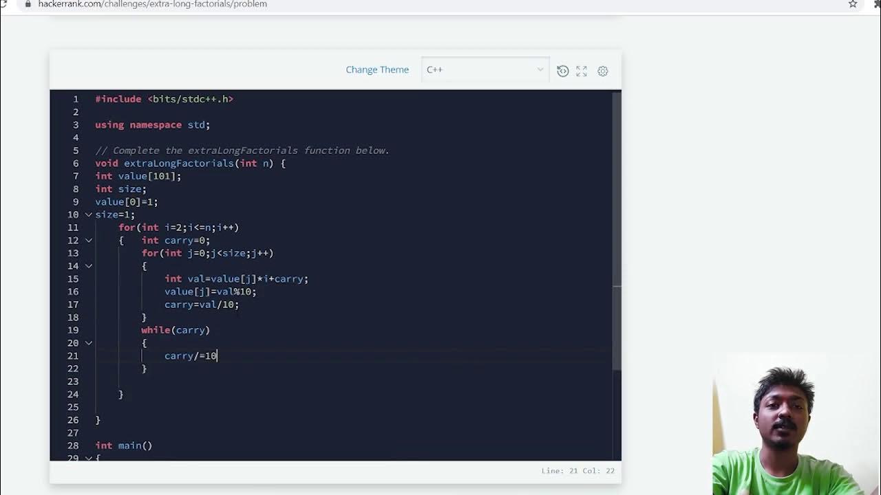 EXTRA LONG FACTORIAL | HACKERRANK Solution | C++ - YouTube