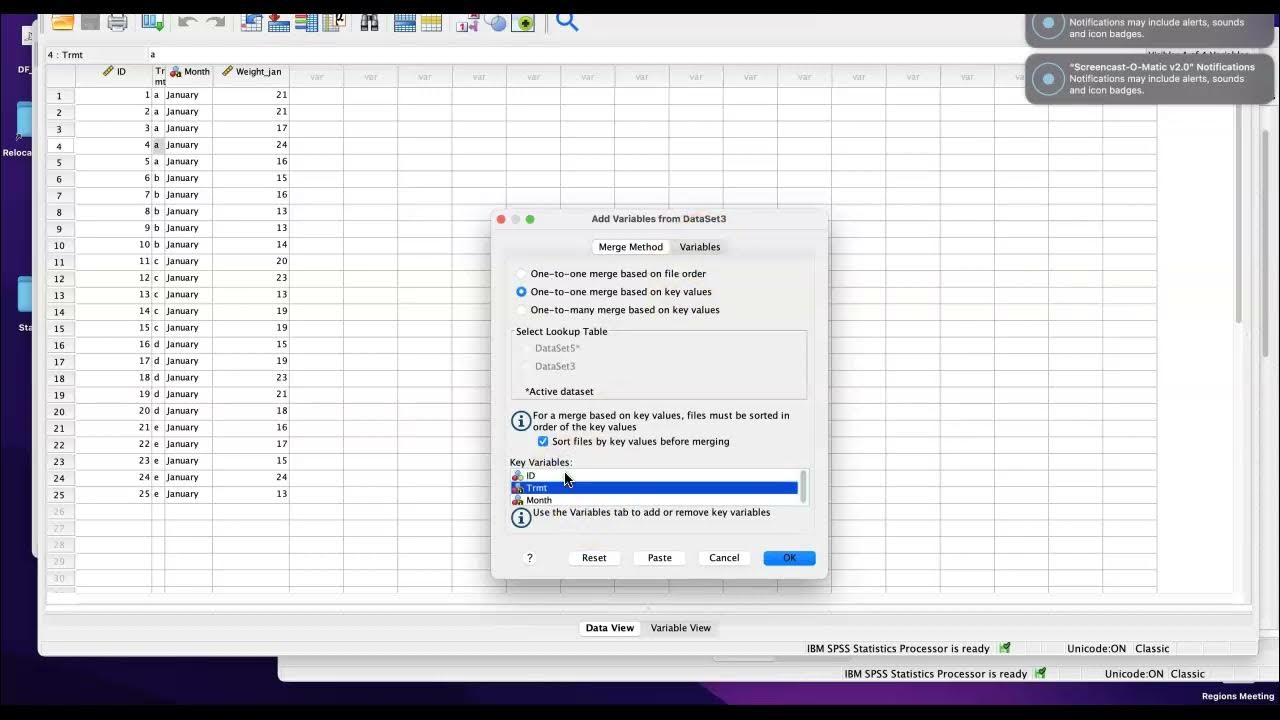 SPSS Practice Merging Datasets - YouTube