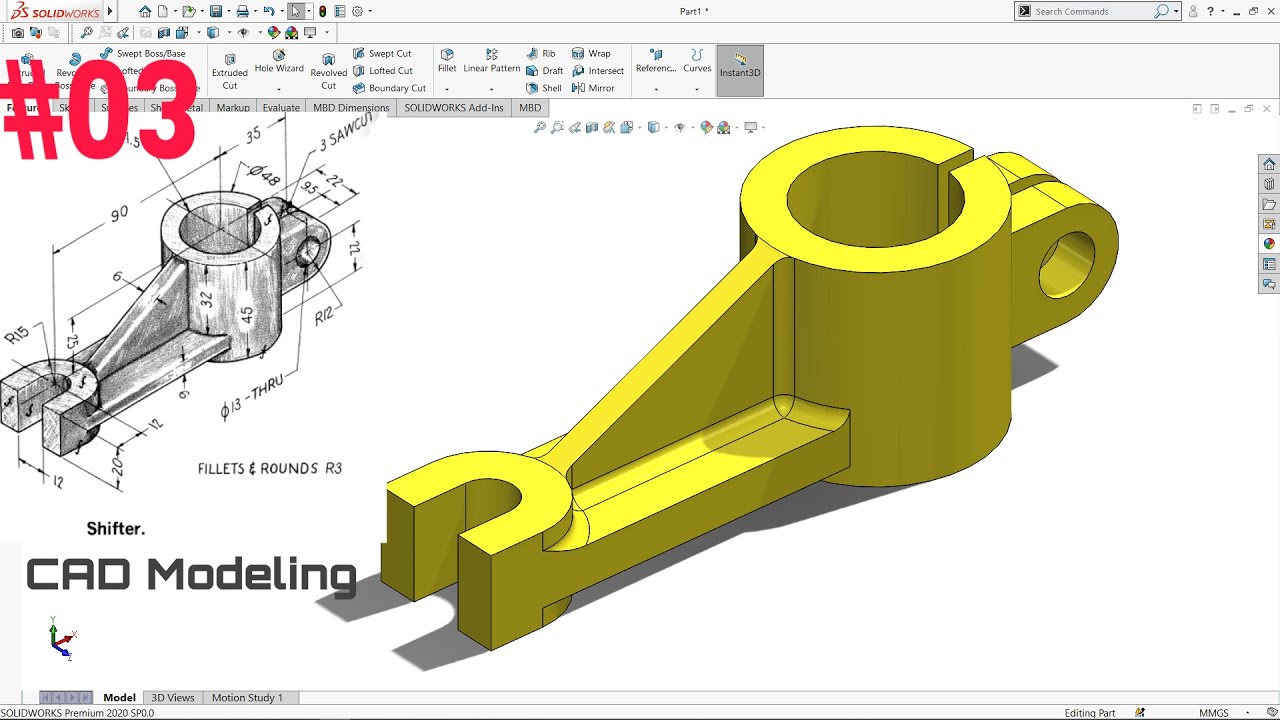 CAD Exercise SOLIDWORKS #03 - YouTube