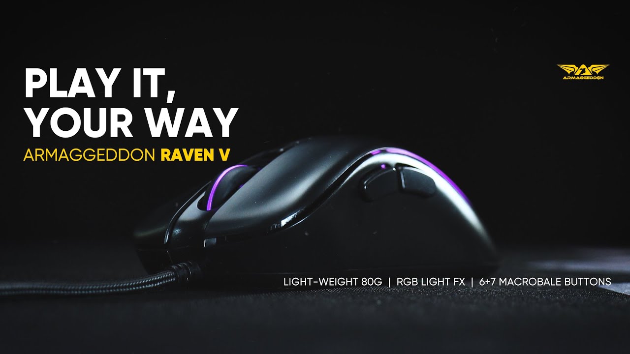 Light Weight Ergonomic Gaming Mouse - Armaggeddon Raven V - YouTube