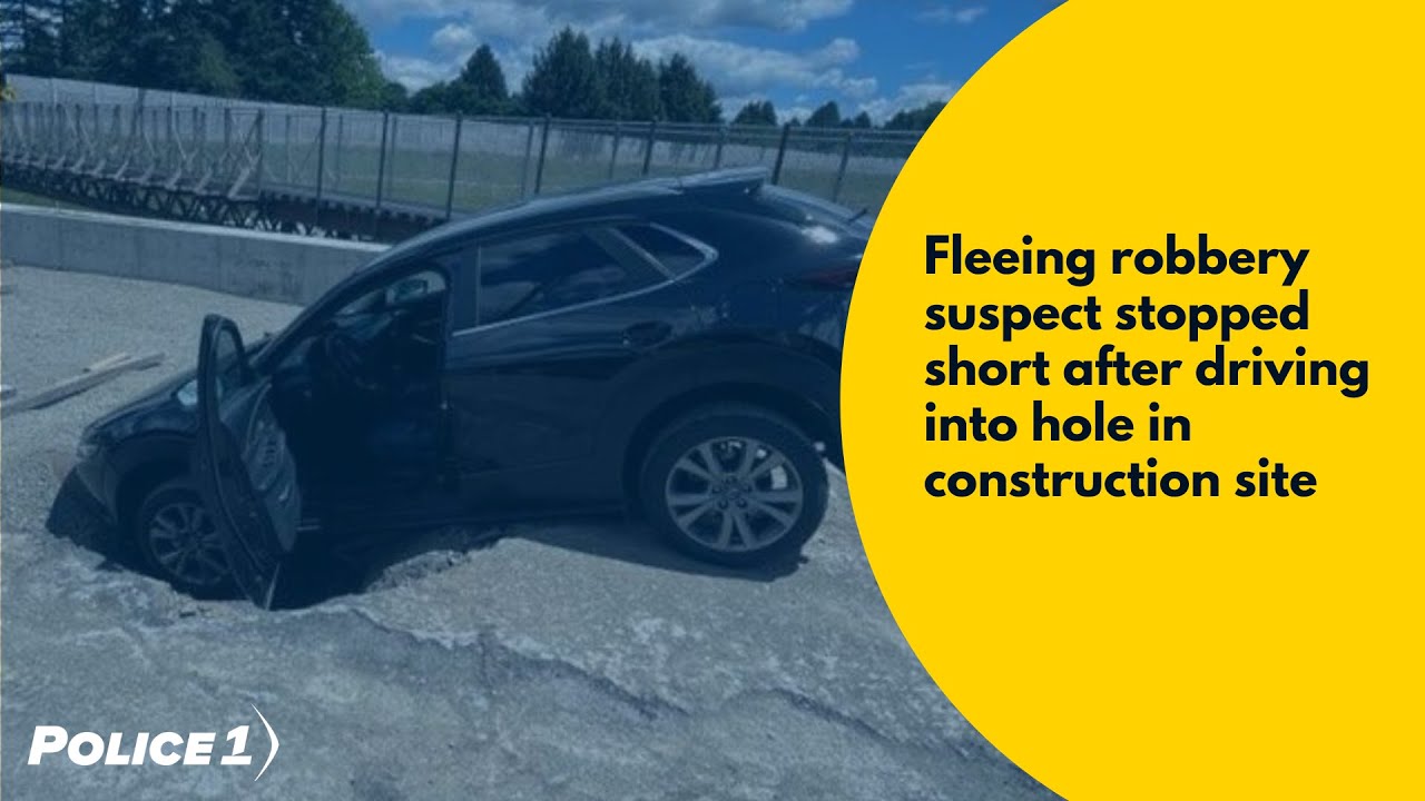 Fleeing robbery suspect stopped short after driving into hole in ...