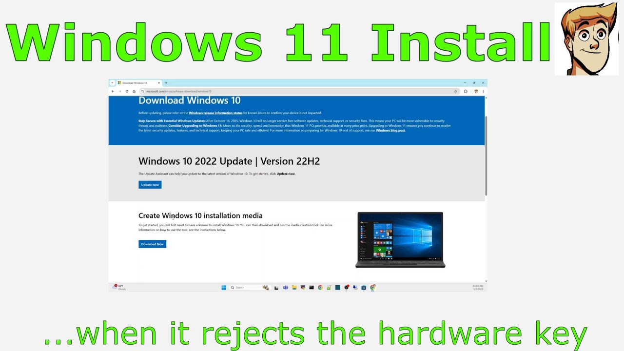 When Windows 11 Install rejects your hardware key - YouTube
