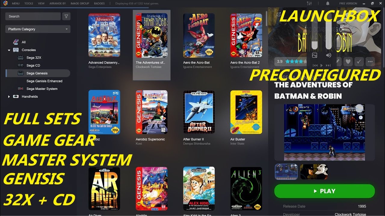Launchbox Pre Configured Sega Sets GG/Master System /Genisis/32X/Cd - YouTube