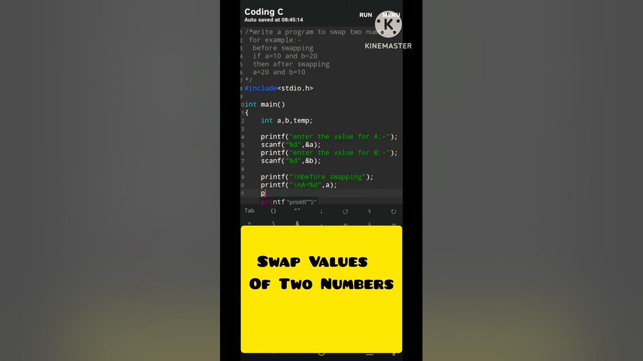 Swap Two Values Swapping In C Utility Programms Of C Source Code Is Available In Description 👇👇👇