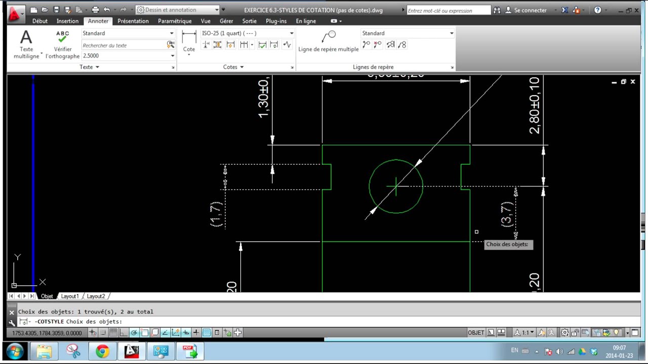 exercice final de cotation avec AutoCAD (H) - YouTube