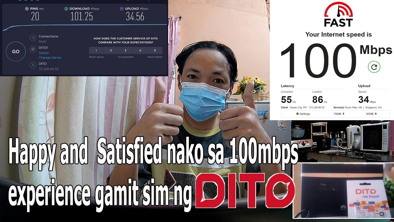 DITO SIM 100mbps speed test my experience - YouTube