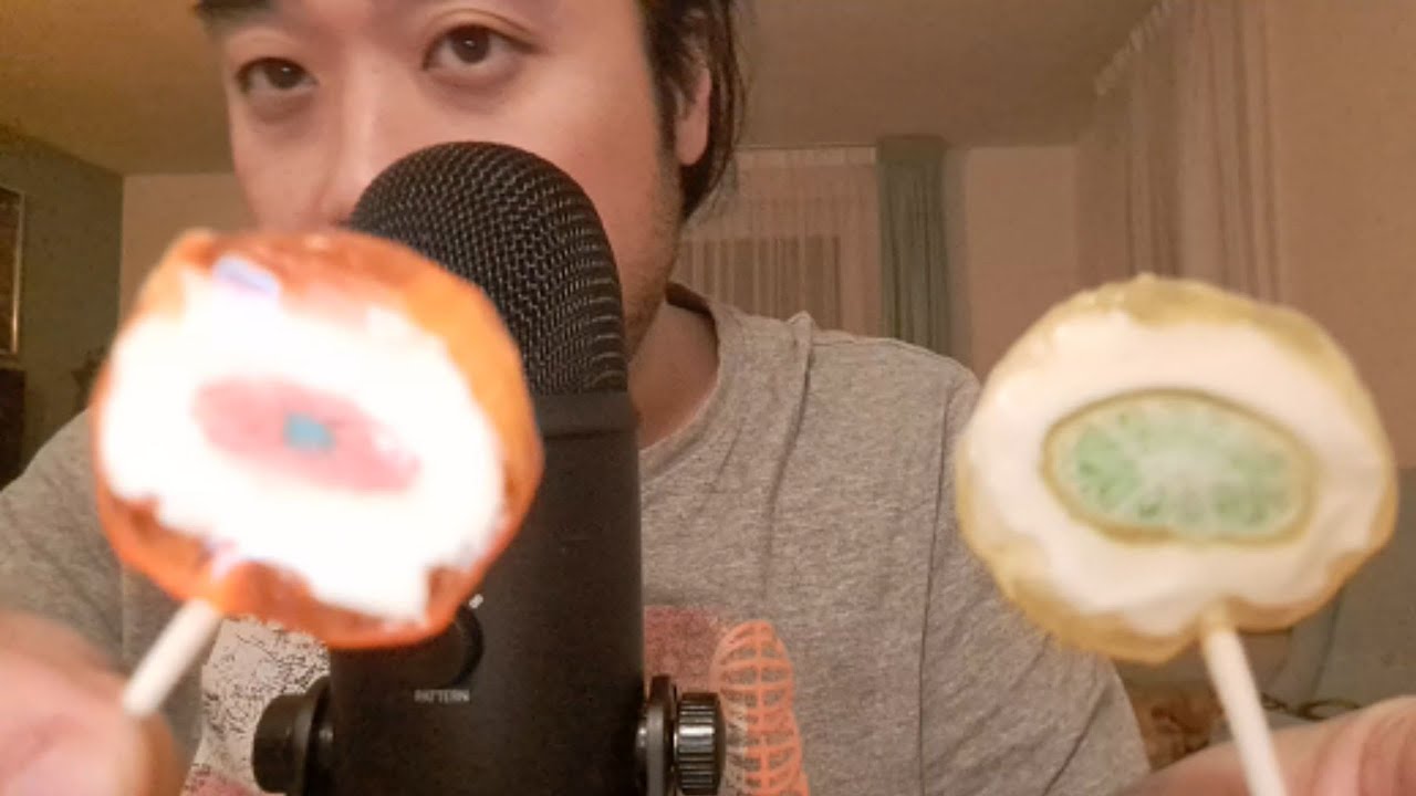 ASMR EATING 2 FRUIT LOLLIPOP & FAST MOUTH SOUNDS - YouTube