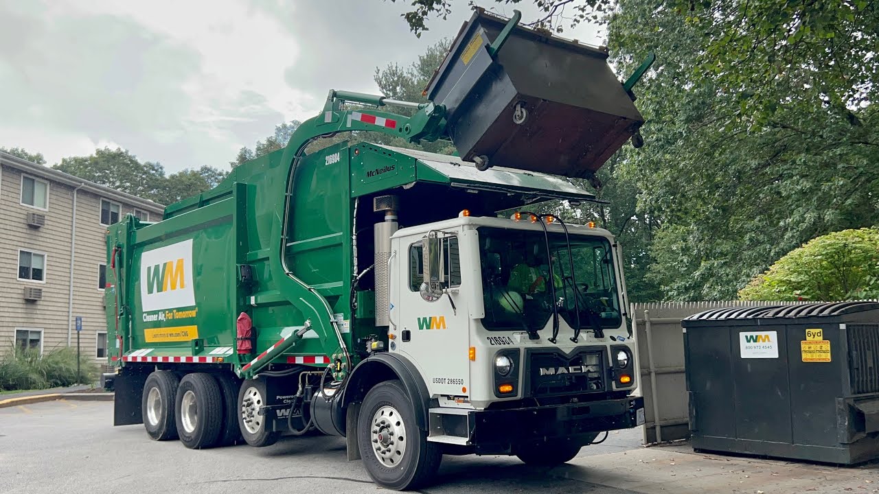 Brand New WM Front Load Garbage Truck Packing Recycling - YouTube