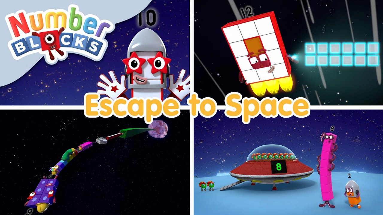 @Numberblocks - Escape to Space! 🌝 🚀 | Space Adventures | Learn to ...
