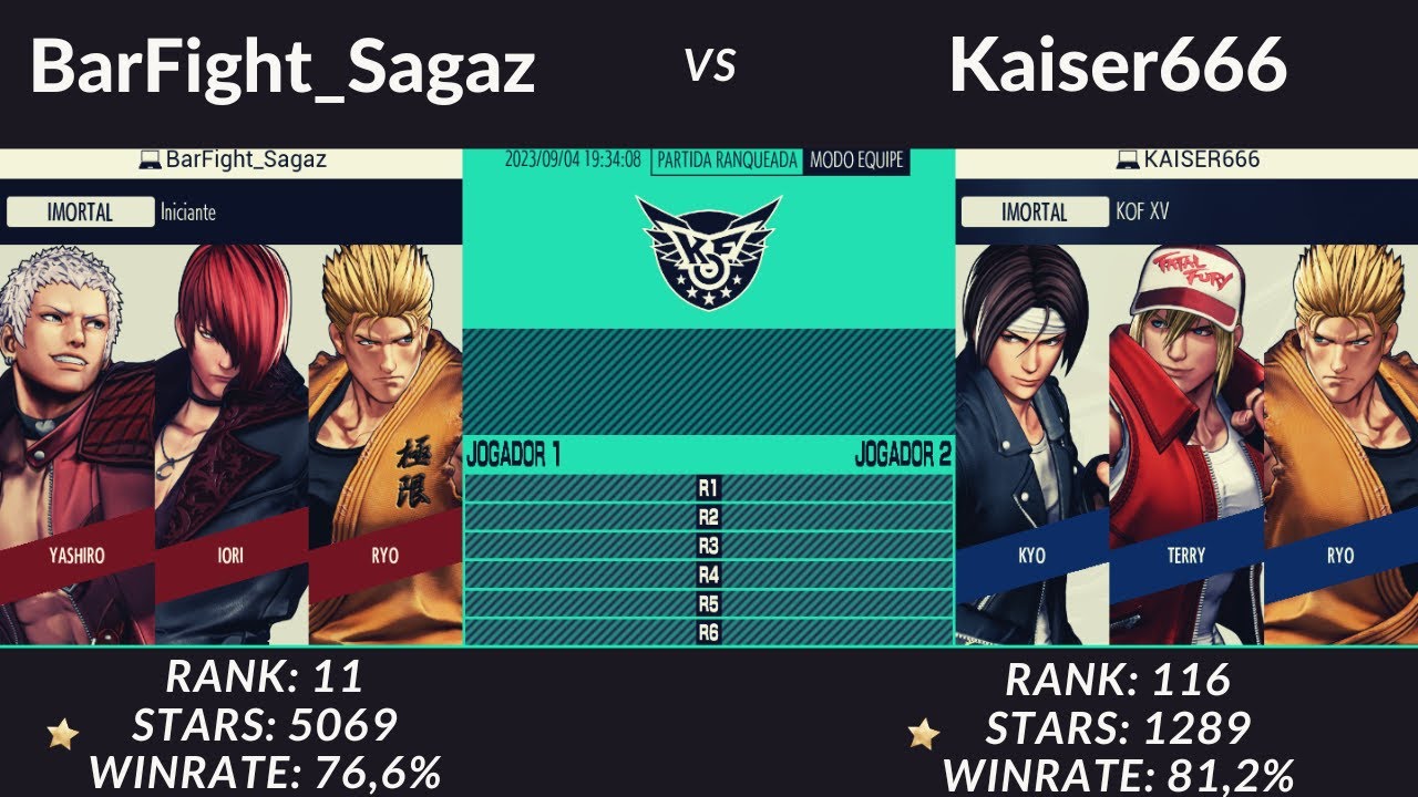 Kof XV - BarFigth_Sagaz (Ryo, Iore, Yashiro) vs Kaiser666 (Kyo, Terry ...