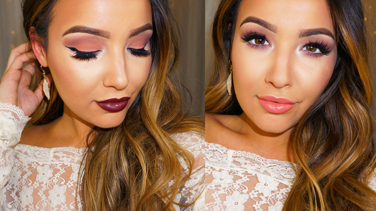 Romantic Matte Eyes & 2 Lipstick options Tutorial - YouTube