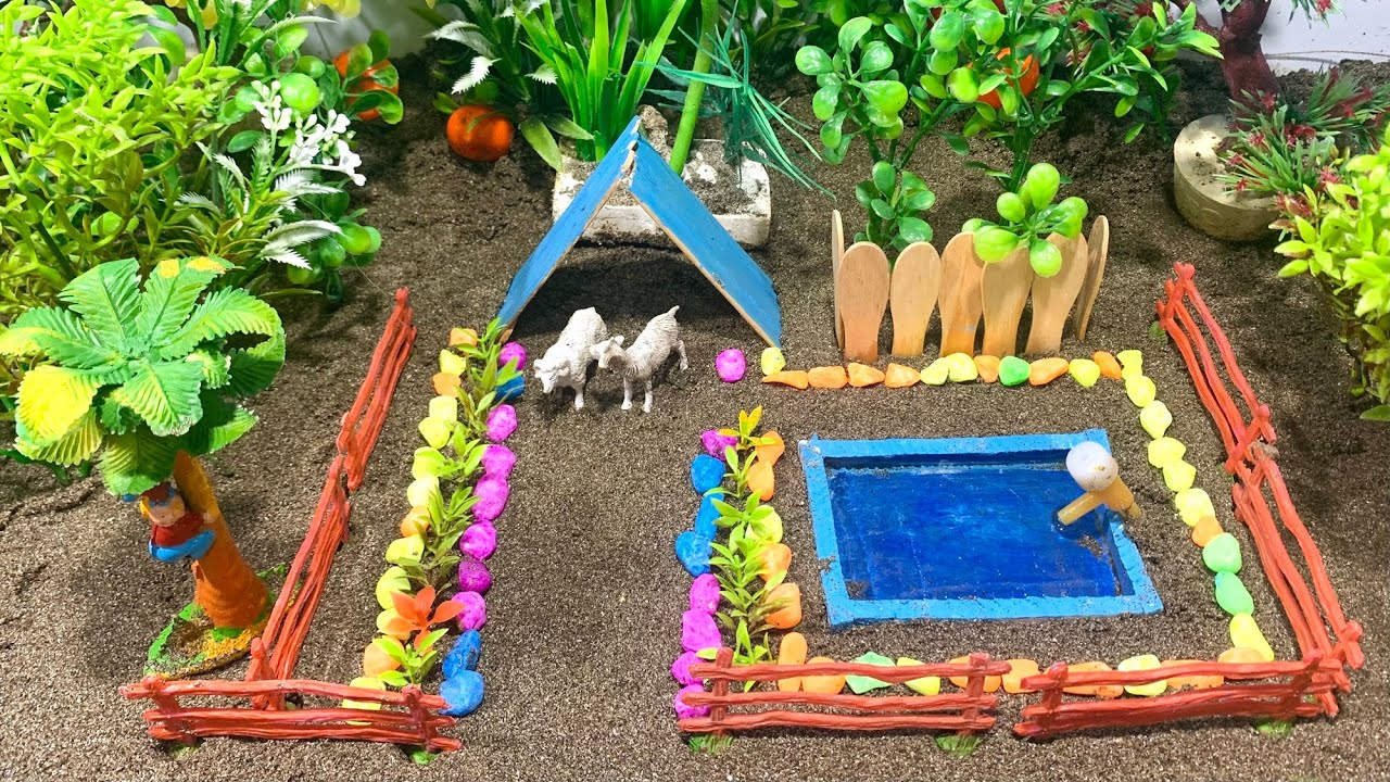 DIY mini Farm Diorama with house for Cow,Pig Mini Hand Pumb Supply ...