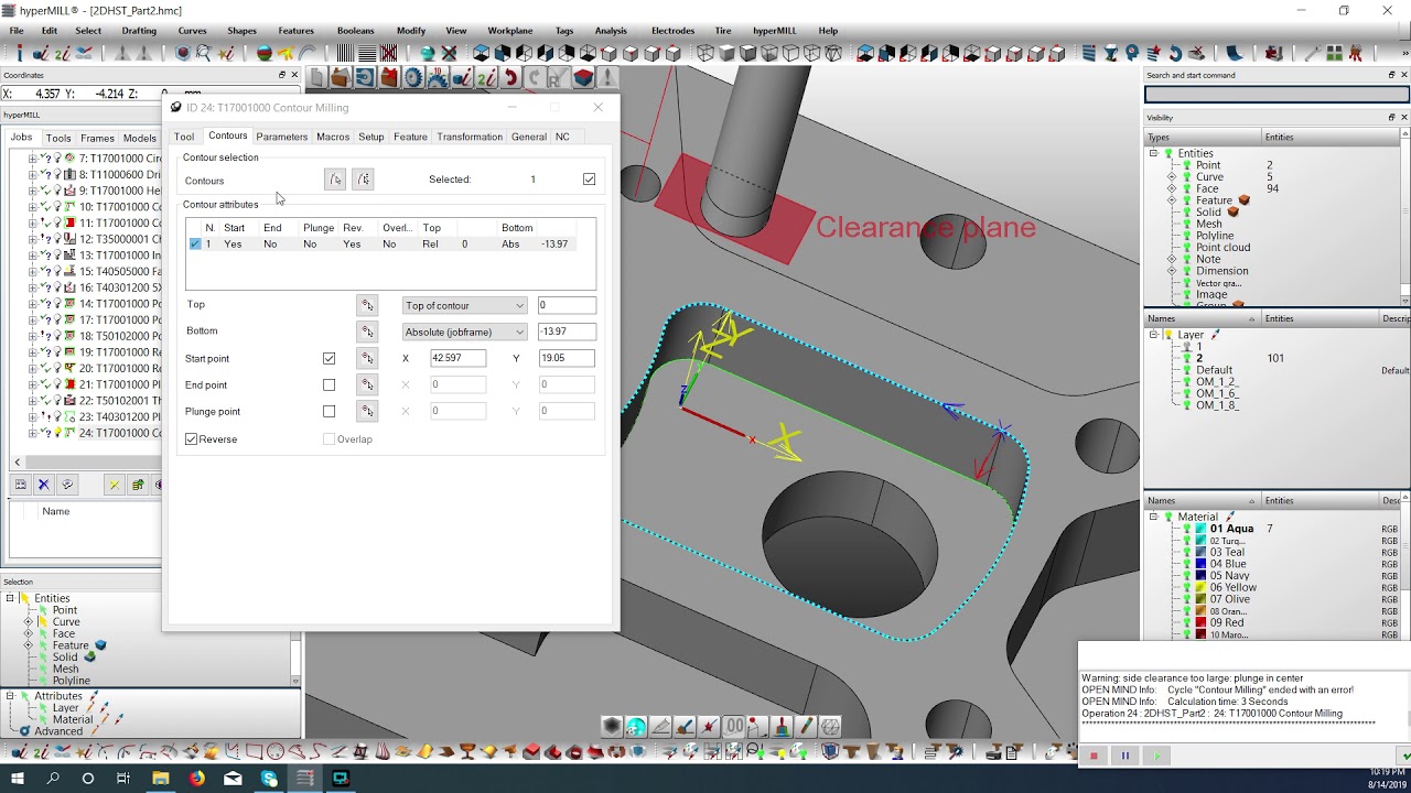2019 HyperMILL 2D contour Milling with Prefer Spiral - YouTube