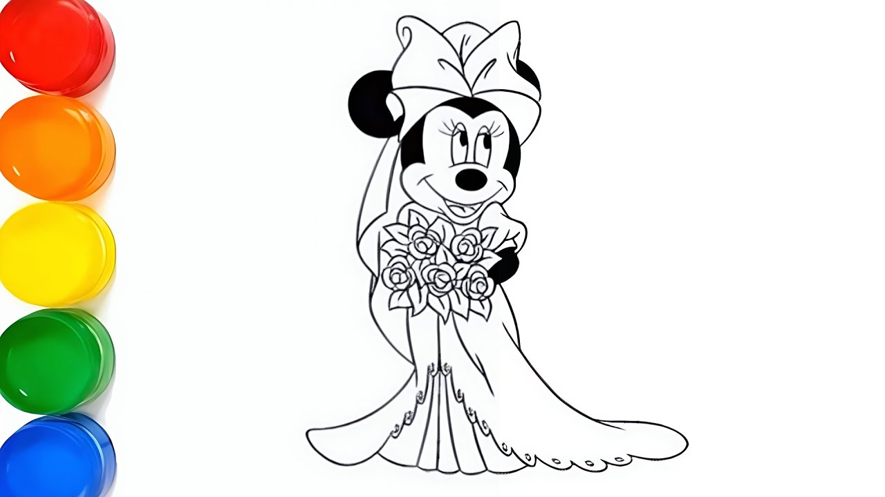 Minnie Mouse Princess Drawing, Painting and Coloring for Kids || How to ...