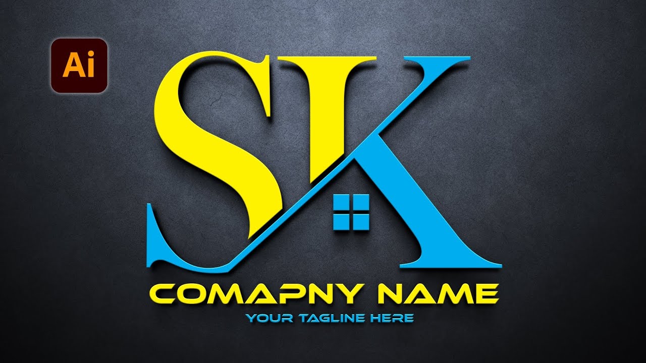 Typography S+K logo design in Adobe Illustrator | Modern Logo Design in ...