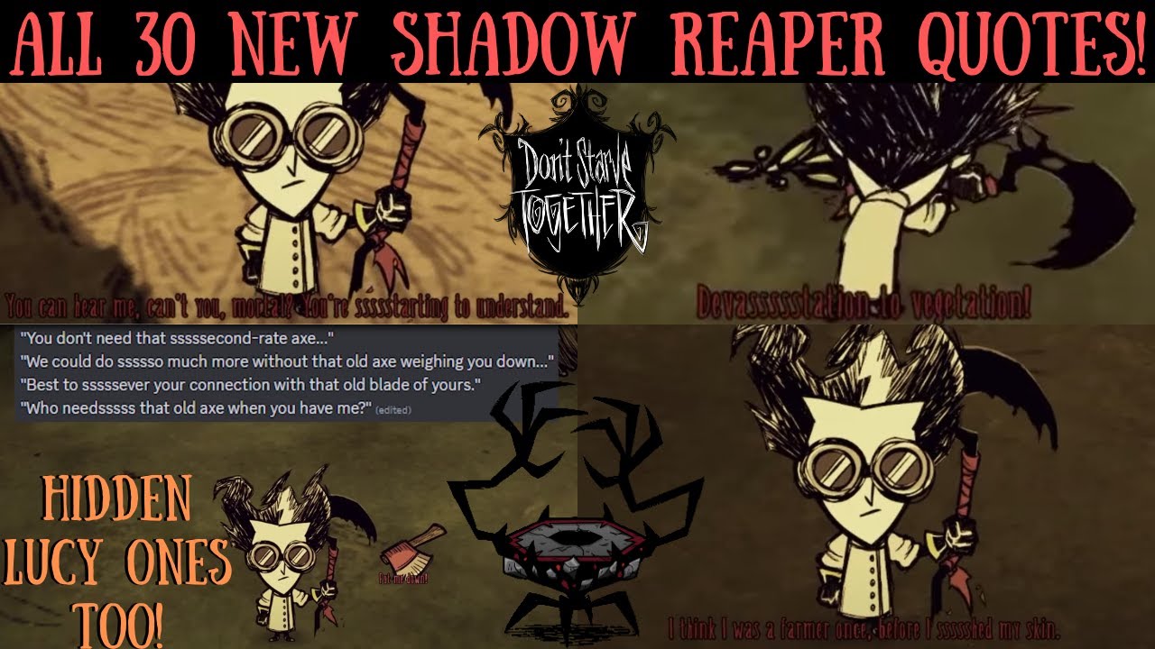 All 30 NEW & HIDDEN Shadow Reaper Quotes! - Don't Starve Together - YouTube