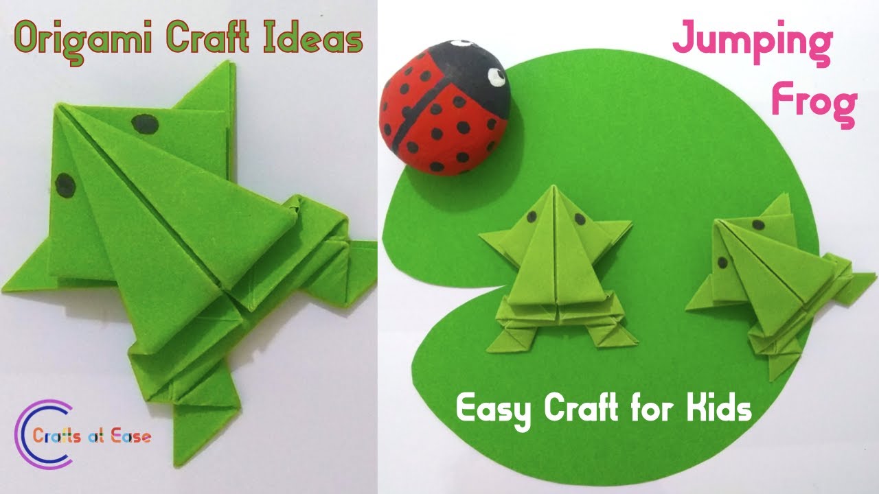 How to make a paper Jumping Frog | Origami Crafts | Crafts At Ease ...
